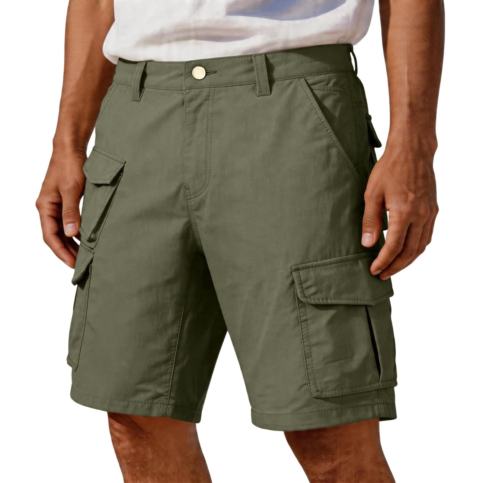 Ceisia Men's Multi Pocket Button Front Casual Cargo Shorts Army Green ...
