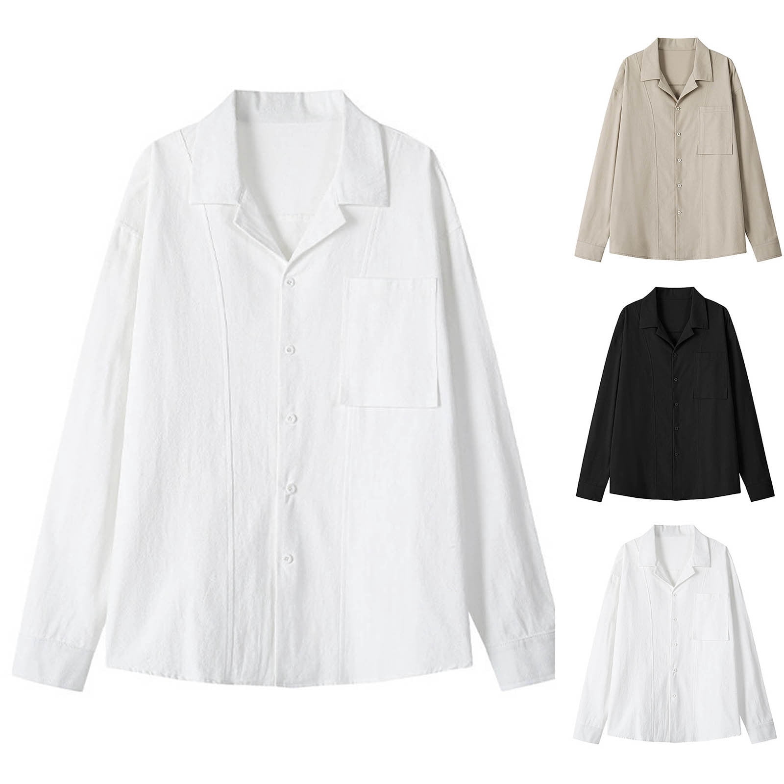 Ceisia Men's Oversize Cotton Cuban-Collar Shirt Jacket Multi-Solid for ...