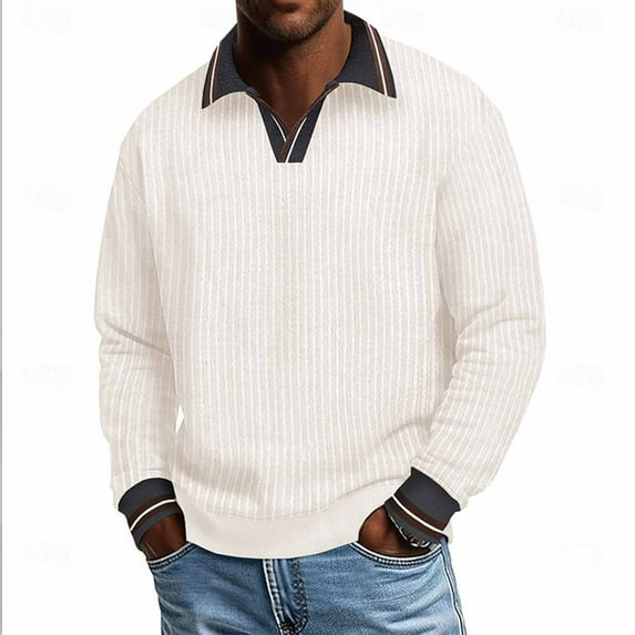Ceisia Men's Oversize Ribbed Two-in-One Long-Sleeve Knit Top Multi ...