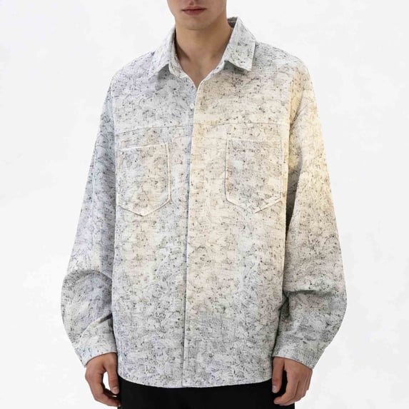 Ceisia Men's Oversize Tie-Dye Print Double-Patch-Pocket Long-Sleeve ...