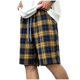 Ceisia Men's Plaid Drawstring Casual Shorts Multi-Color Pack Yellow XL ...