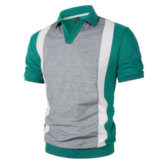 Ceisia Men's Polo Shirt | Slim Fit Short Sleeve Color Block Patchwork ...