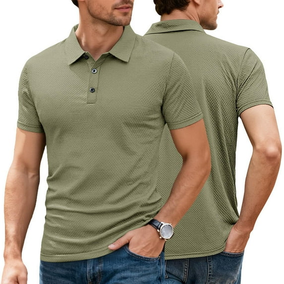 Ceisia Men's Polo Shirt | Slim Fit Short Sleeve Honeycomb Textured Polo ...