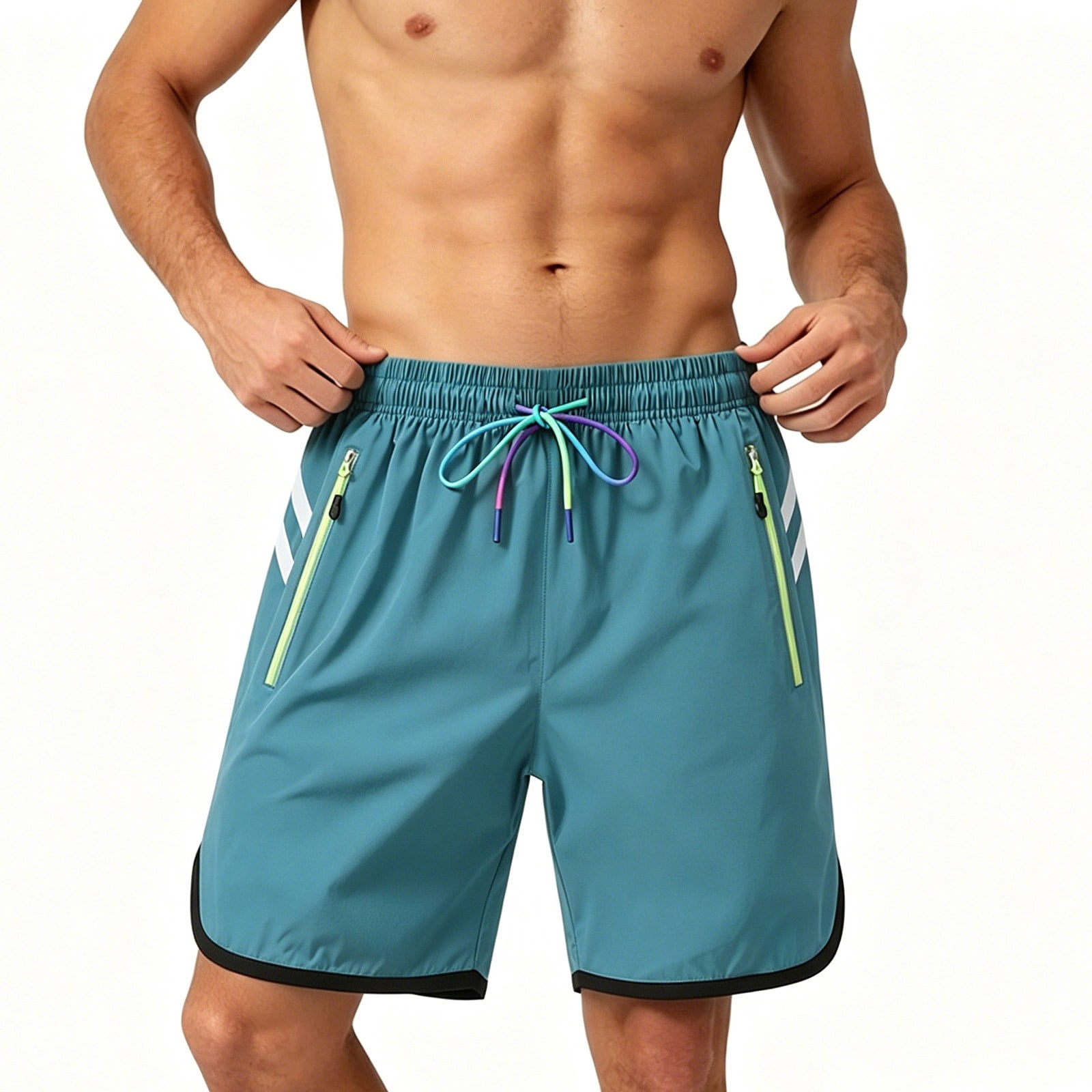 Ceisia Men's Quick Dry Athletic Shorts with Zipper Pockets and Colorful ...
