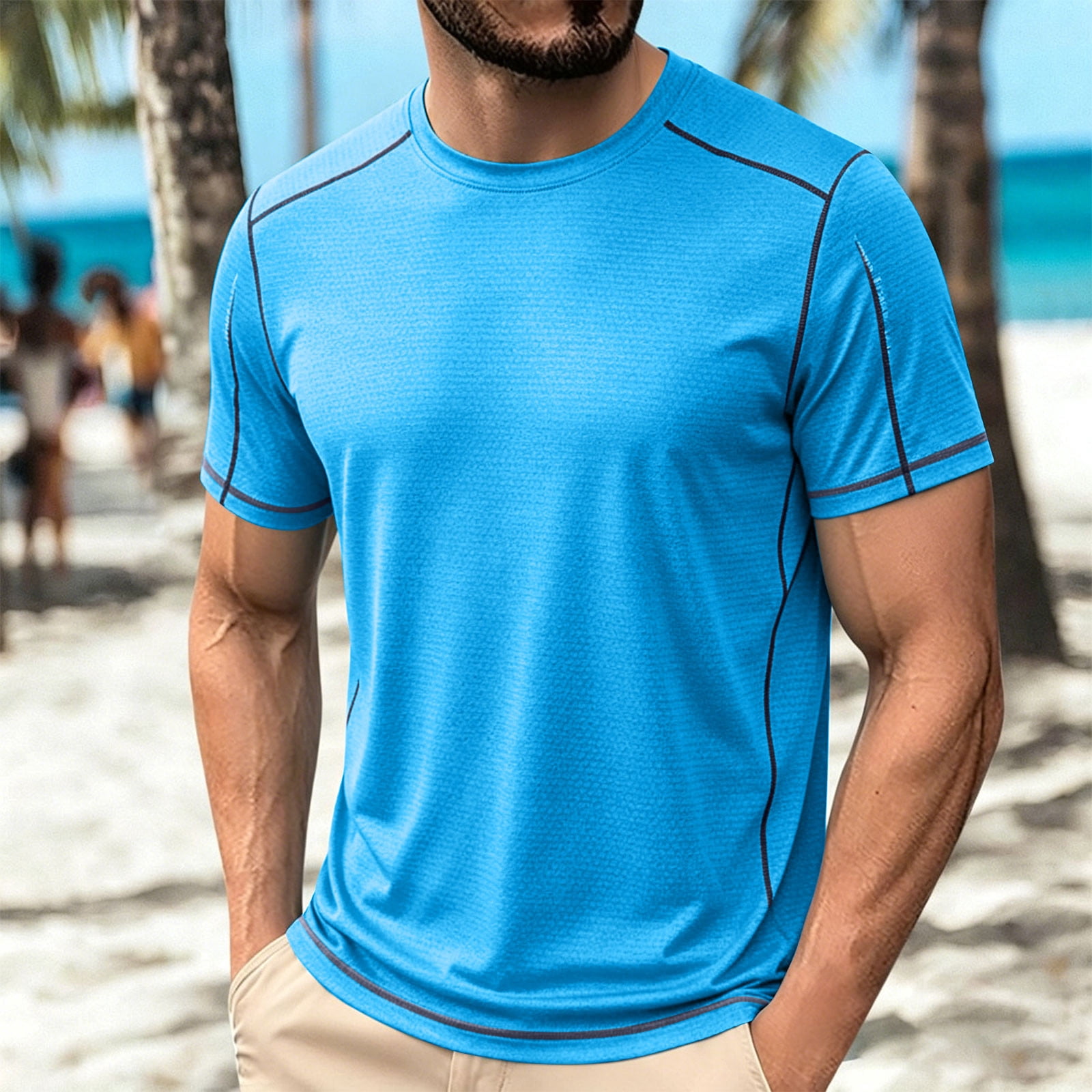 Ceisia Men's Quick Dry Contrast Stitch Athletic Short Sleeve T-Shirt ...