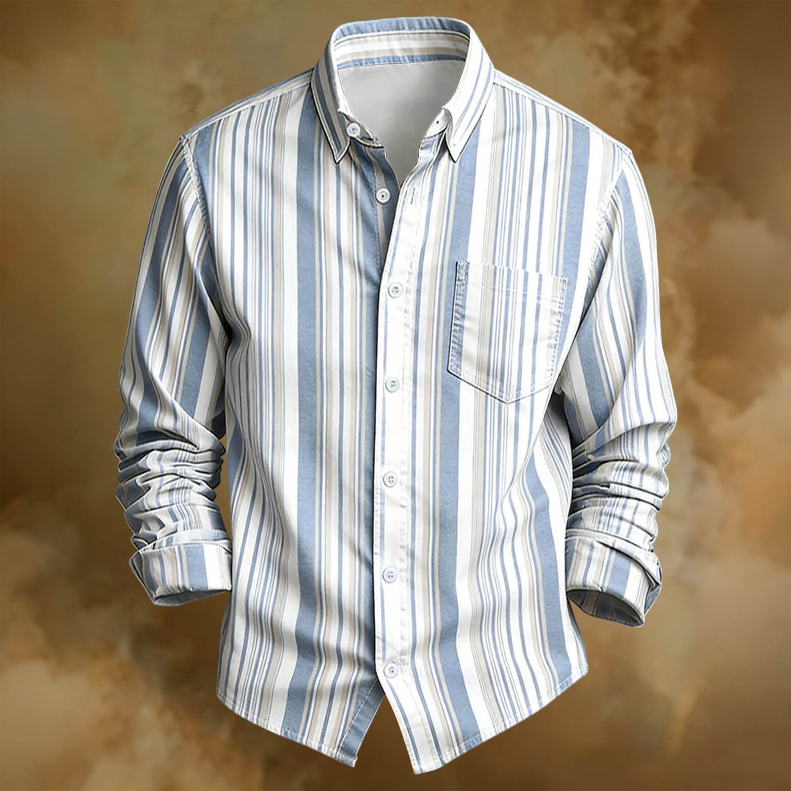 Ceisia Men's Red-Blue Wave Print Shirt | Stretchy Slim Long-Sleeve ...