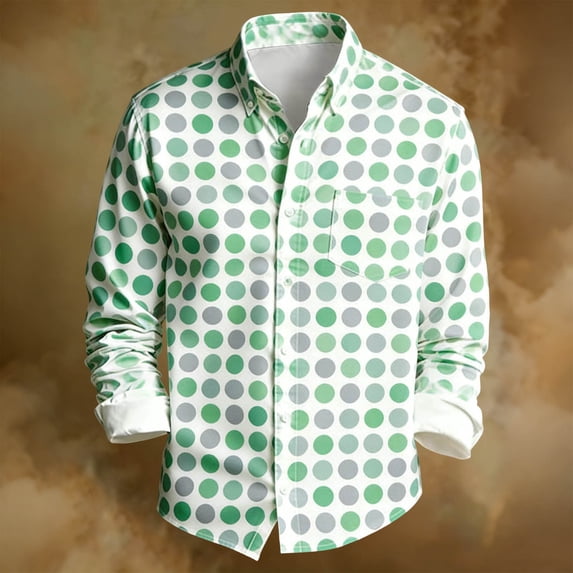 Ceisia Men's Red-Blue Wave Print Shirt | Stretchy Slim Long-Sleeve ...