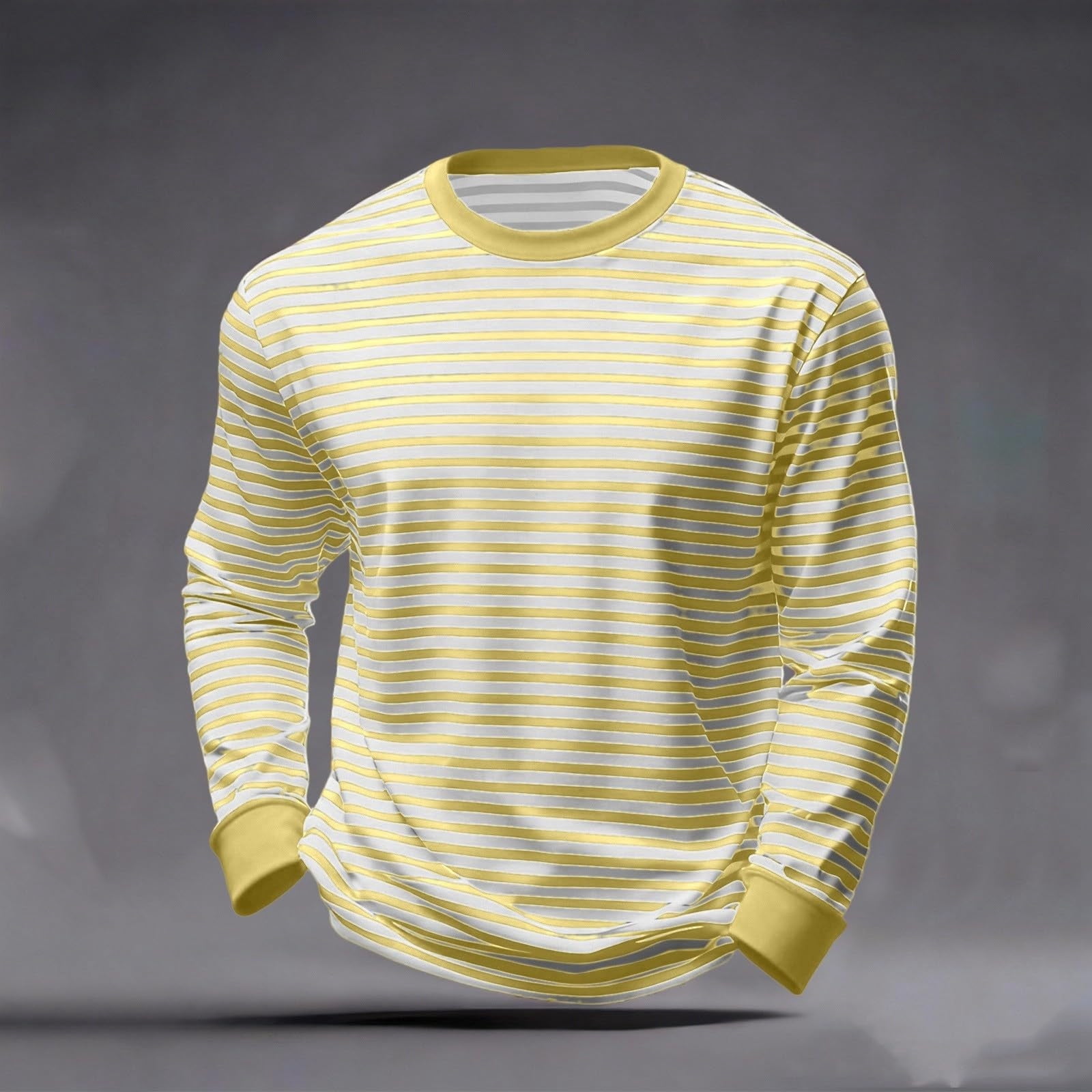 Ceisia Men's Regular Fit Horizontal Stripe Long Sleeve Round Neck ...