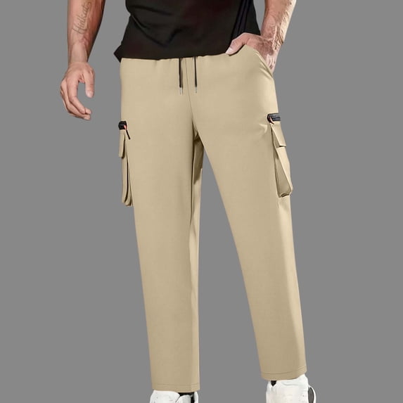 Ceisia Men's Relaxed Straight Leg Cargo Pants | Multi-Pocket Elastic ...