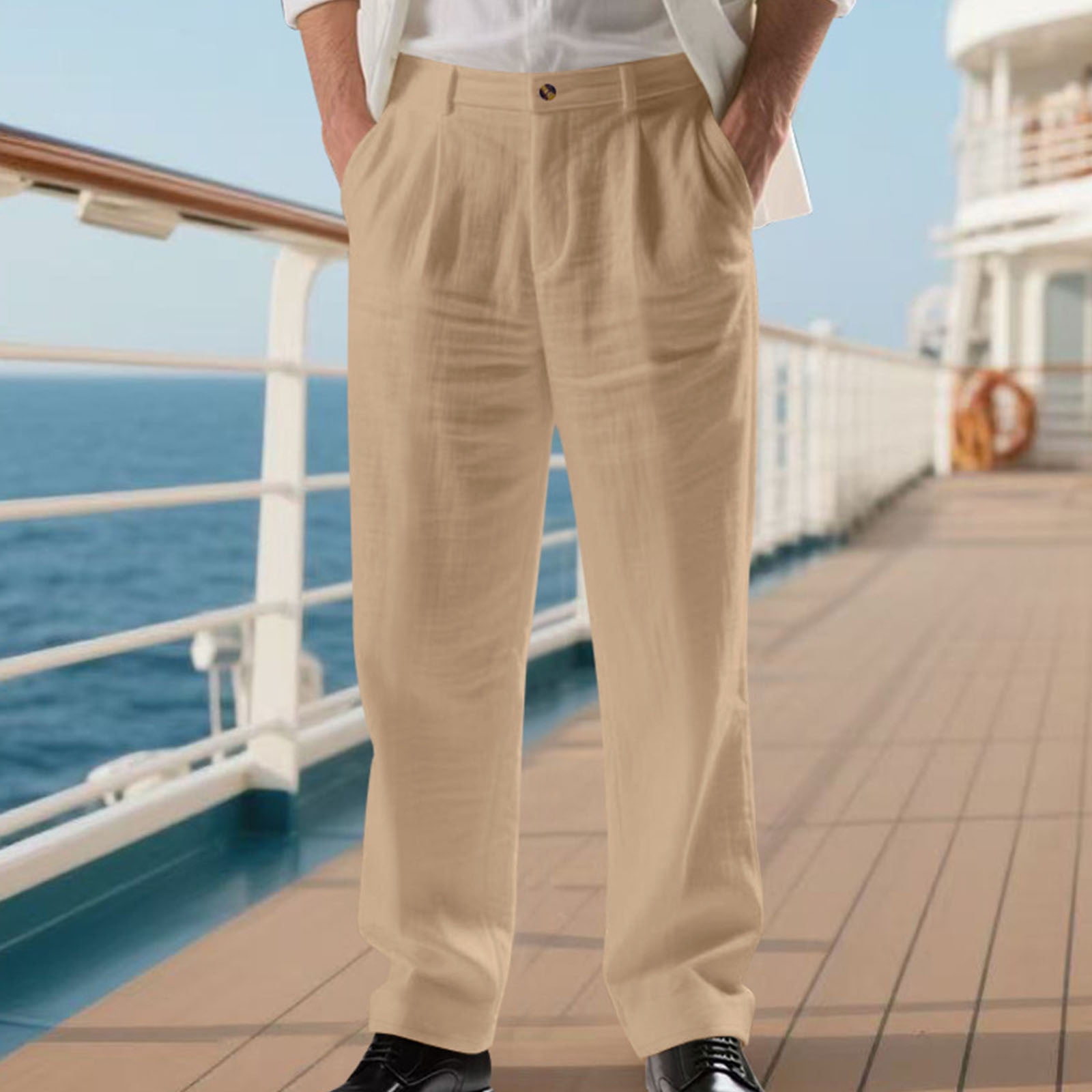 Ceisia Men's Relaxed Straight Retro Gift Striped Cotton Dress Pants ...