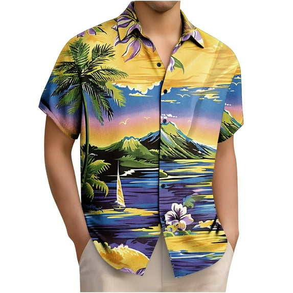 Ceisia Men's Short Sleeve Shirt Vacation Style Straight Fit Tropical ...