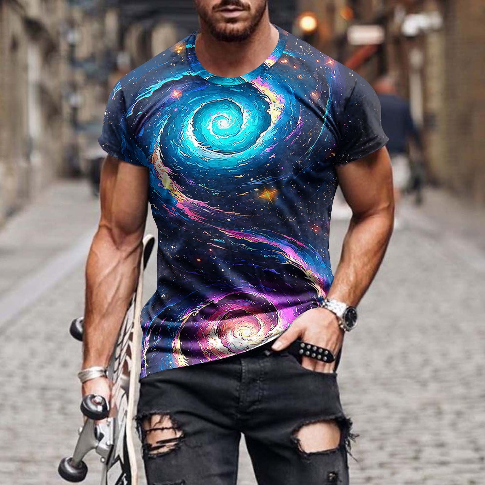 Ceisia Men's Slim Fit Galaxy Vortex T-Shirts | 3D Cosmic Nebula Graphic ...