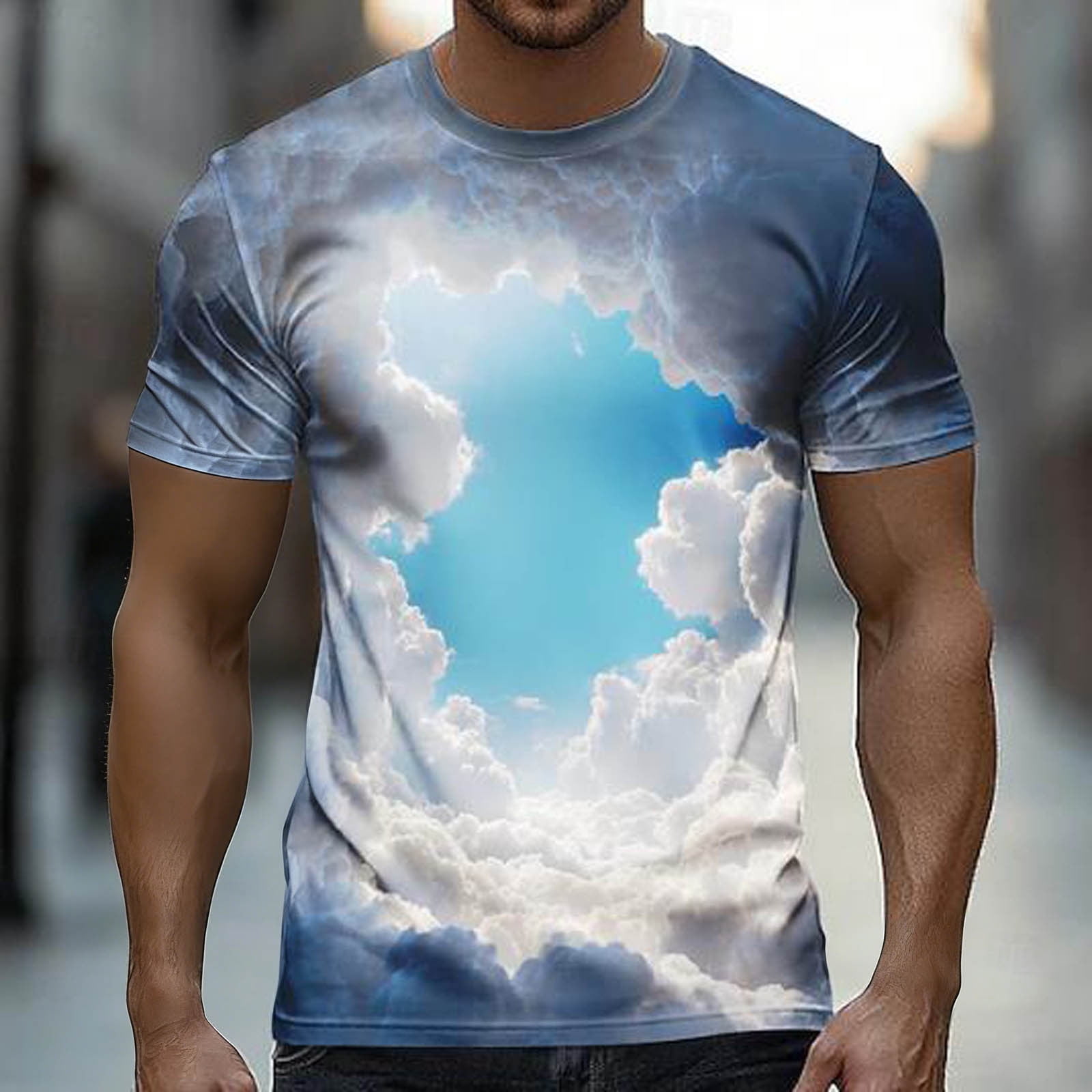 Ceisia Men's Slim Fit Short Sleeve T-Shirt 3D Natural Landscape Print ...