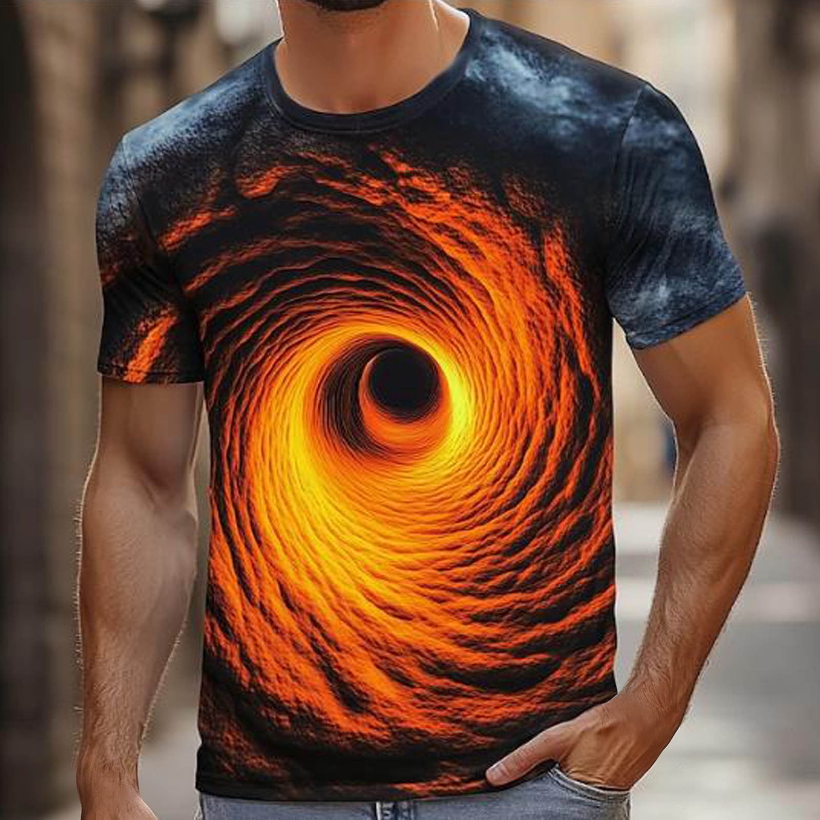 Ceisia Men's Slim Fit Short Sleeve T-Shirt 3D Natural Landscape Print ...