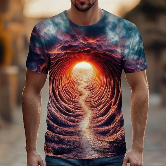 Ceisia Men's Slim Fit Short Sleeve T-Shirt 3D Natural Landscape Print ...