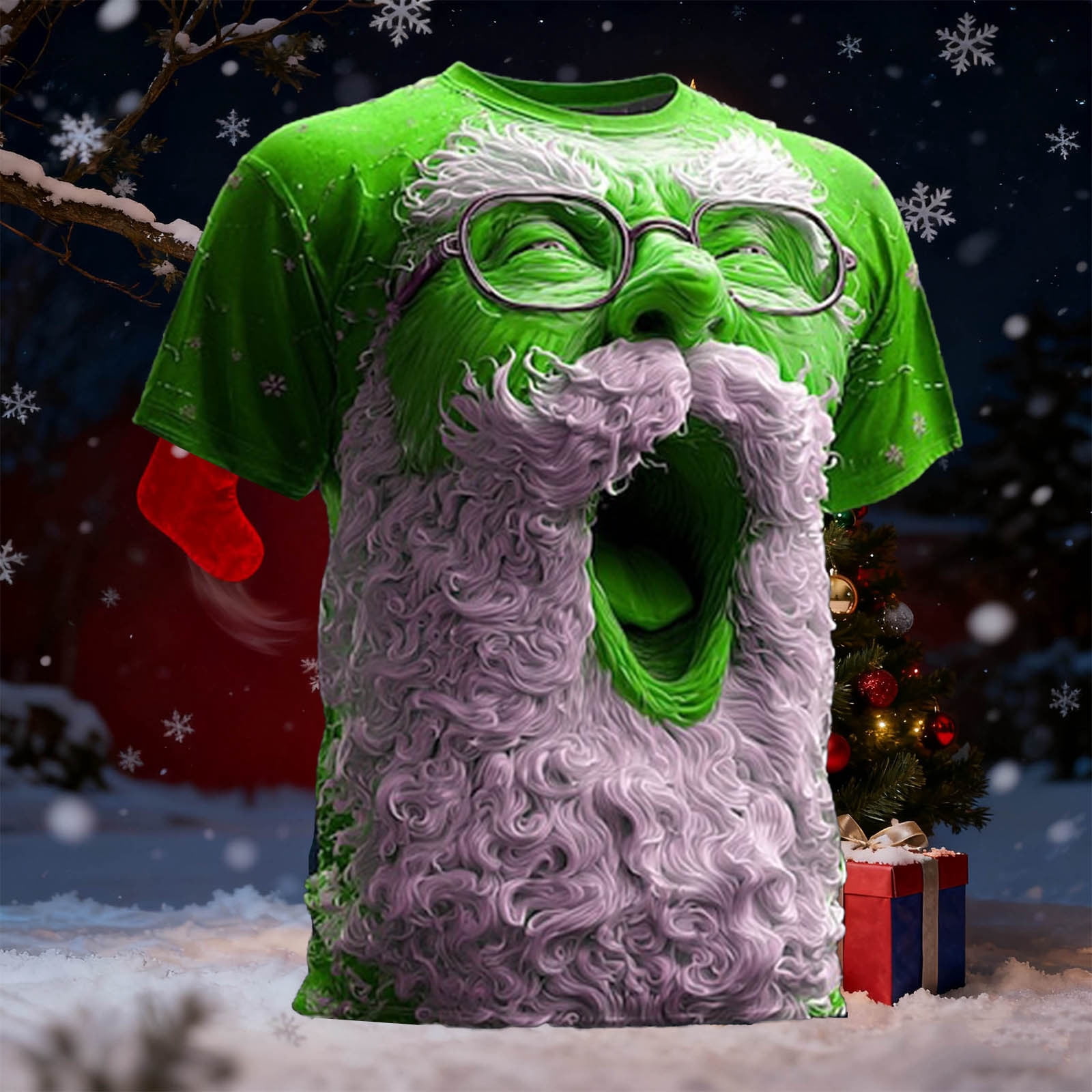 Ceisia Men's Slim Fit Short Sleeve T-Shirt Funny Cartoon Santa Claus ...