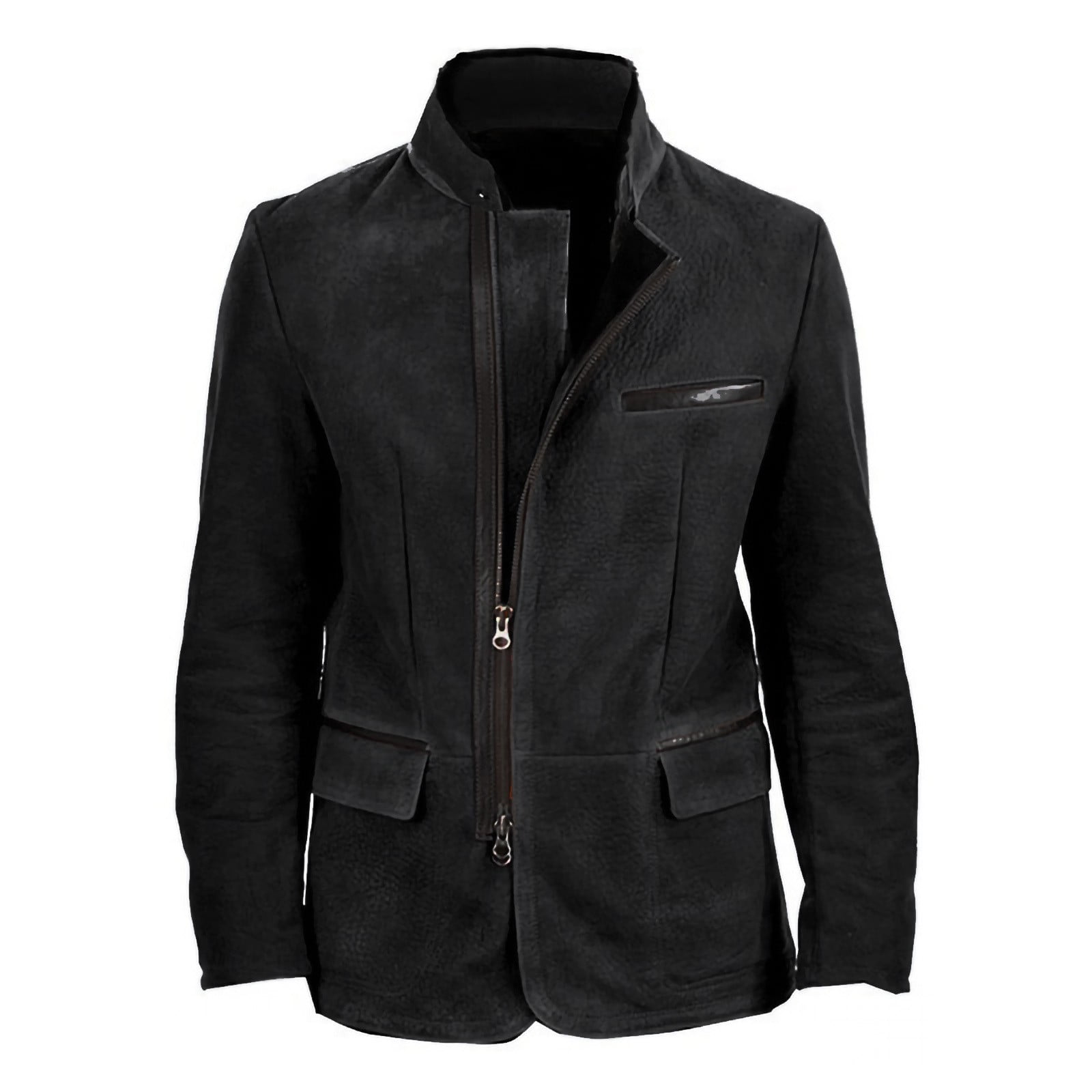 Ceisia Men's Solid Color British Style Jacket Warm Zip Gift Up ...