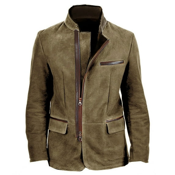 Ceisia Men's Solid Color British Style Jacket Warm Zip Gift Up ...