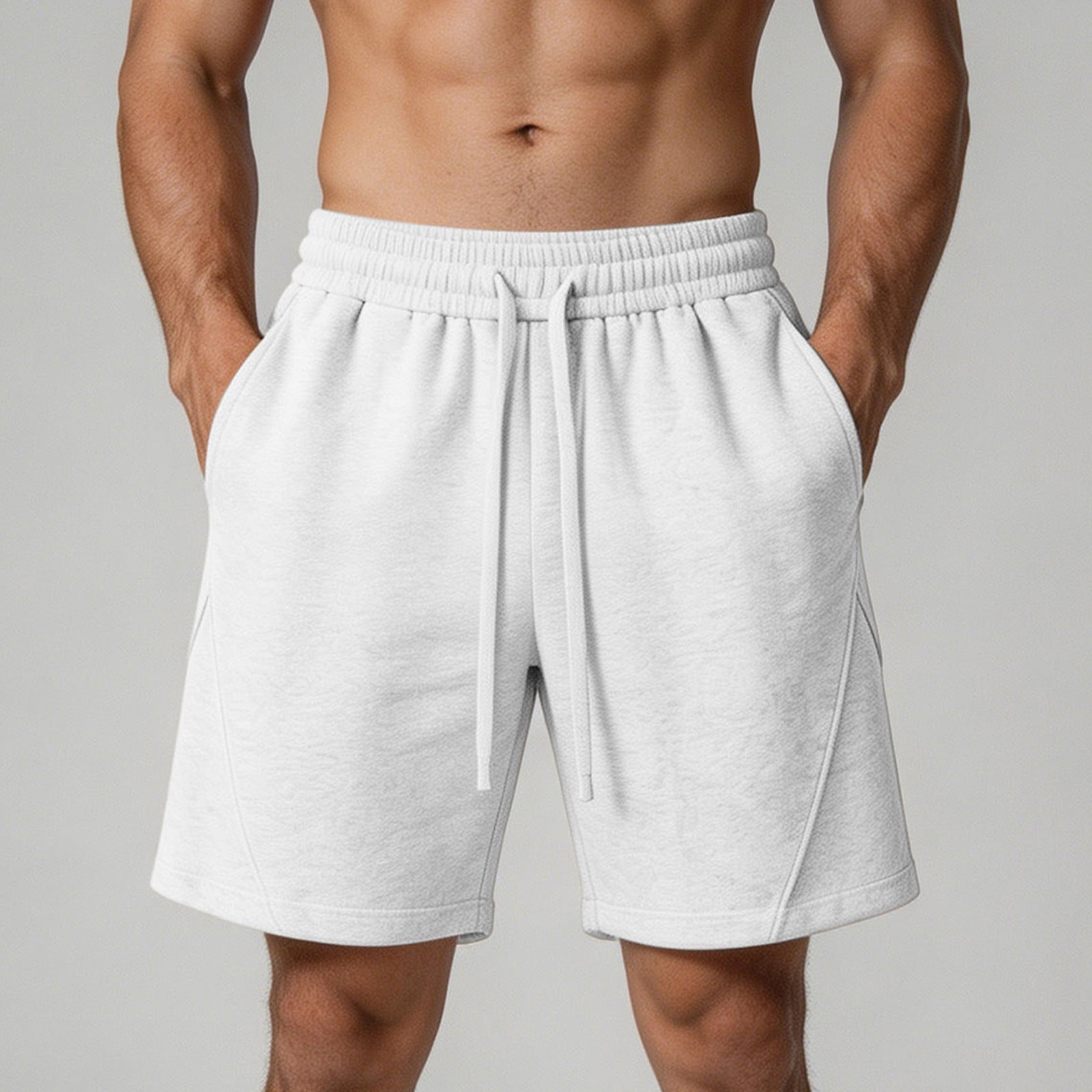 Ceisia Men's Solid Color Elastic Waist Drawstring Casual Shorts Dark ...