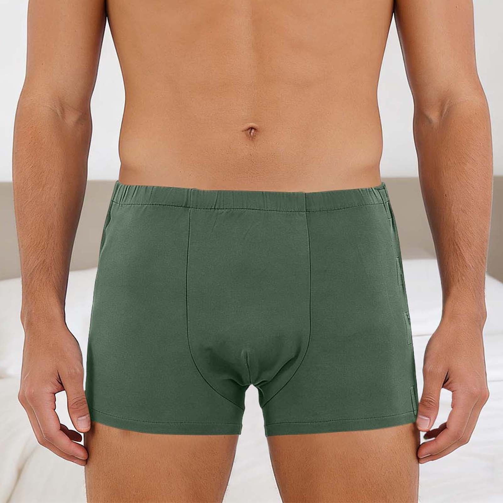 Ceisia Men's Solid Color Full-Open Velcro Post-Surgery Underwear Easy ...
