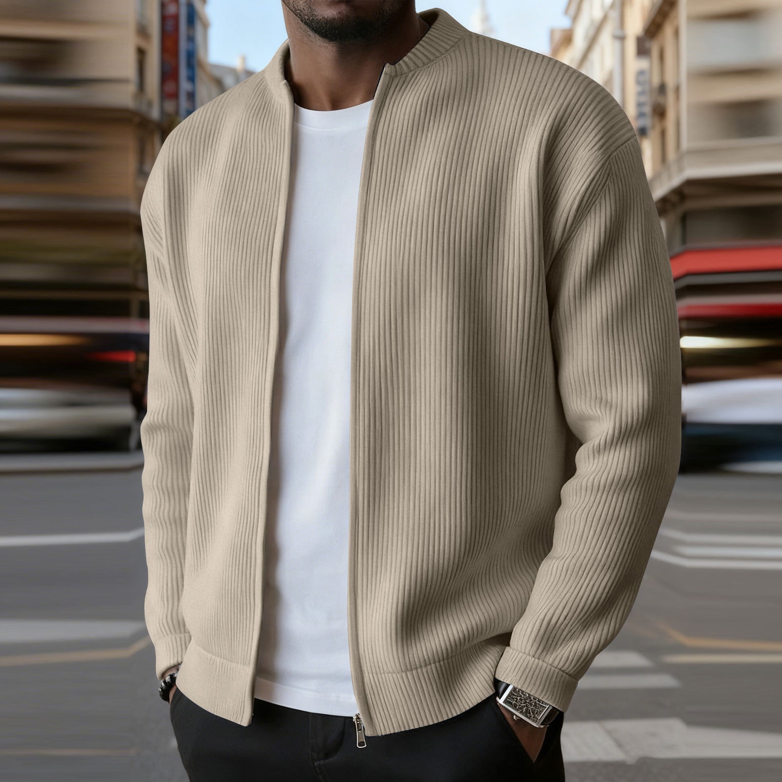 Ceisia Men's Solid Color Hooded Jacket Warm Zip Up Gift Outerwear ...