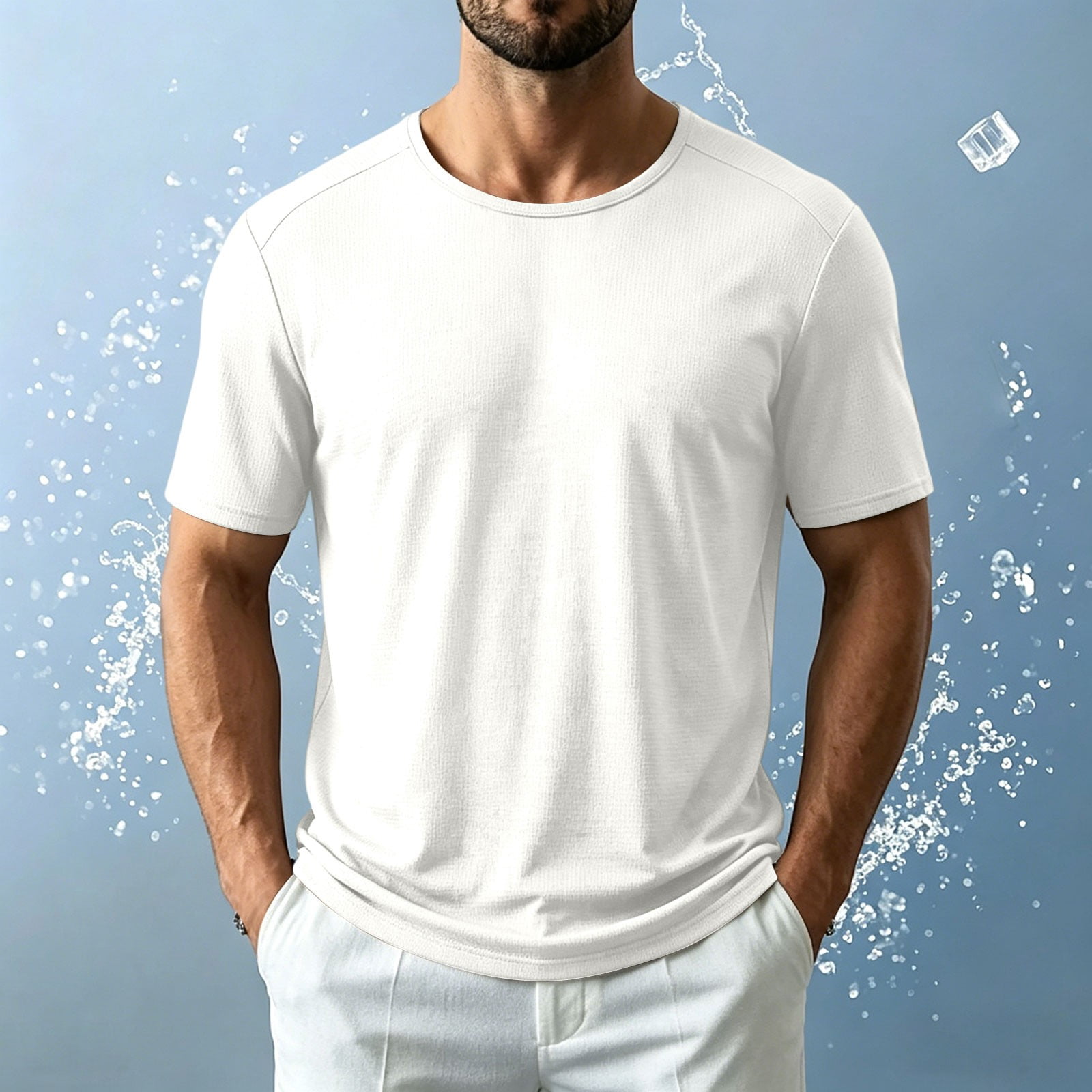 Ceisia Men's Solid Color Quick Dry Crew Neck Short Sleeve T Shirt White ...