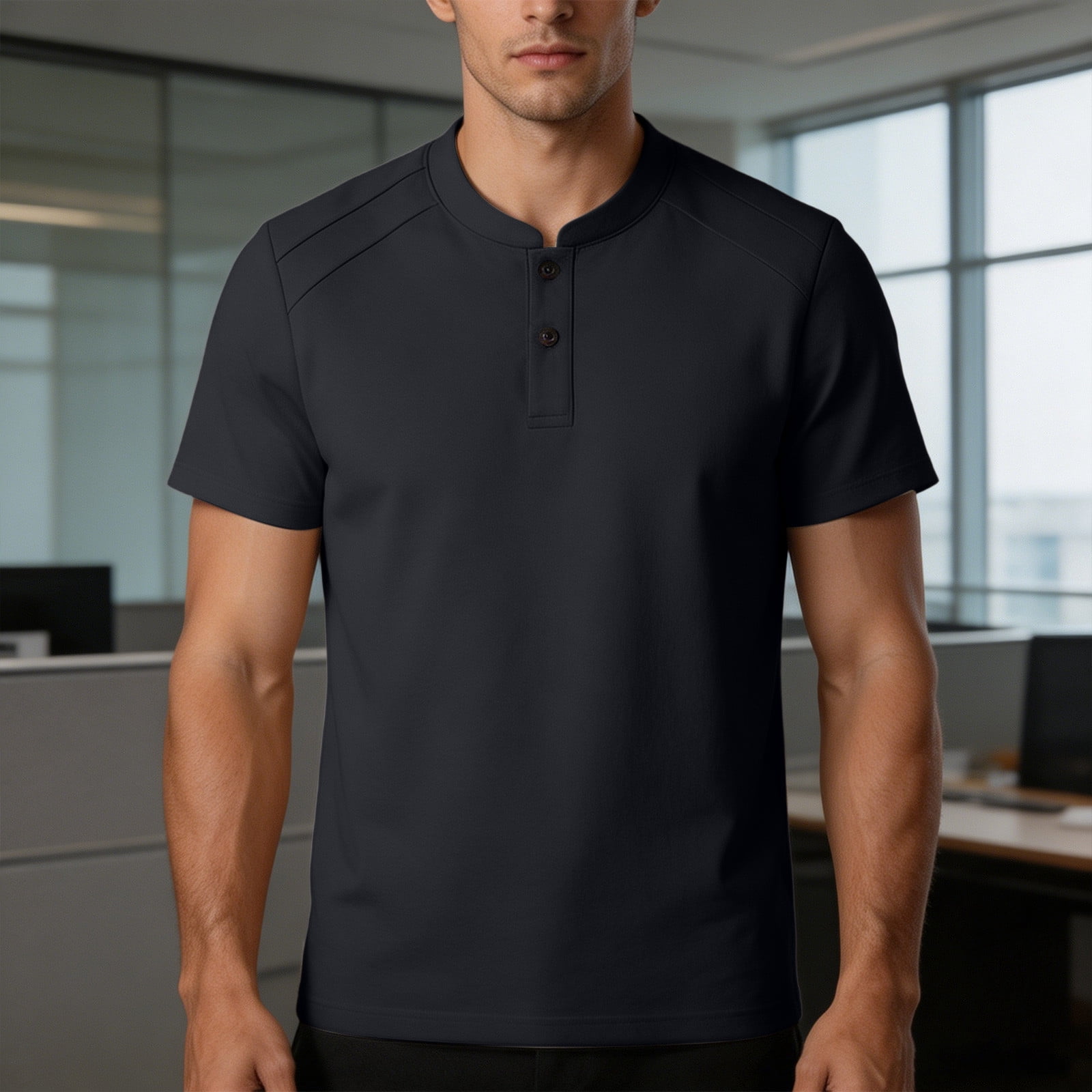 Ceisia Men's Solid Color Short Sleeve Henley T-Shirt With Shoulder ...