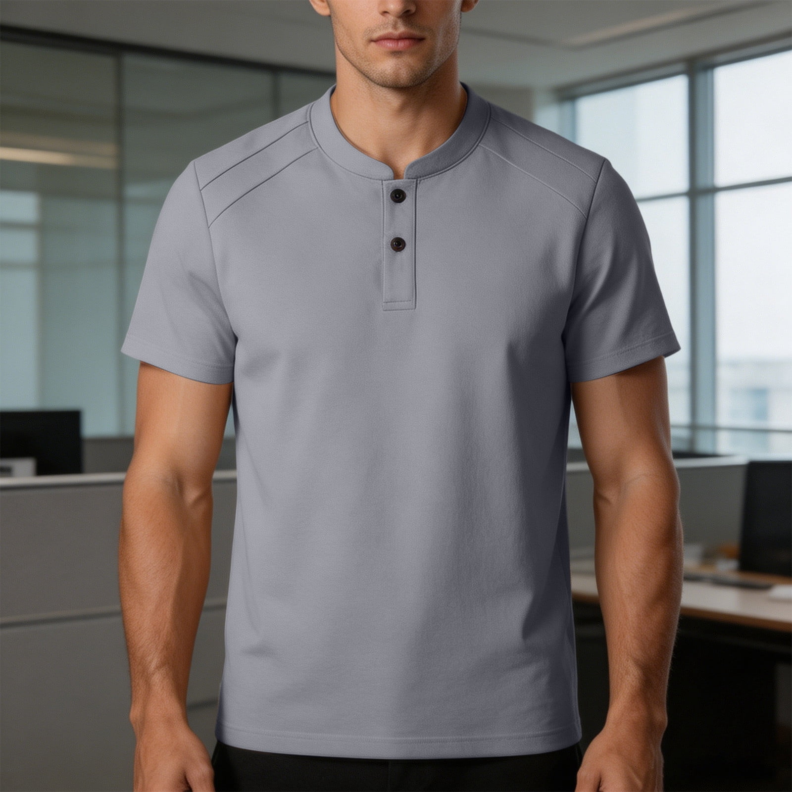Ceisia Men's Solid Color Short Sleeve Henley T-Shirt With Shoulder ...
