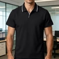Ceisia Men's Solid Color Short Sleeve Polo Shirt With Contrast Collar ...