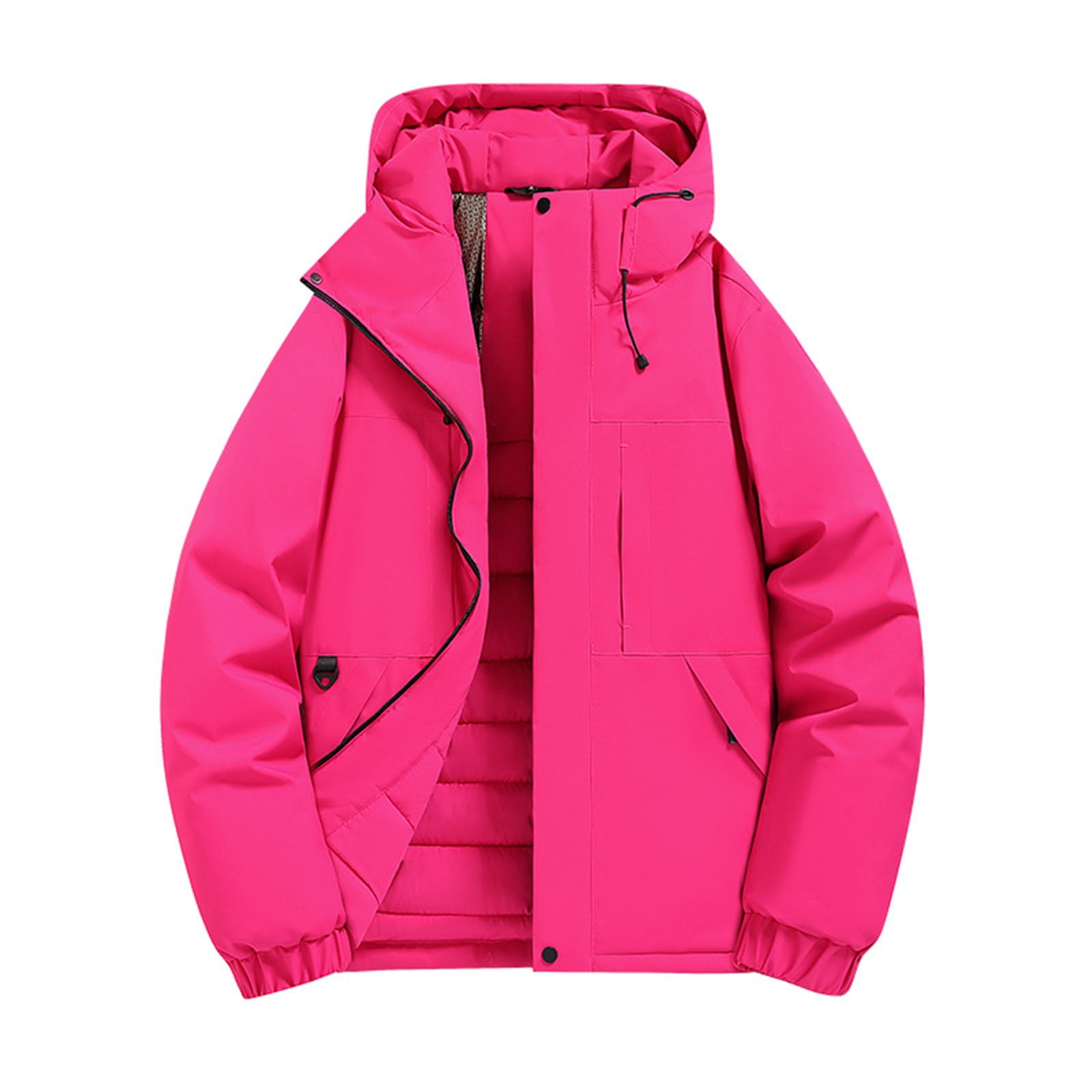 Ceisia Men's Solid Color Stand Up Collar Zipper Warm Coat Casual ...