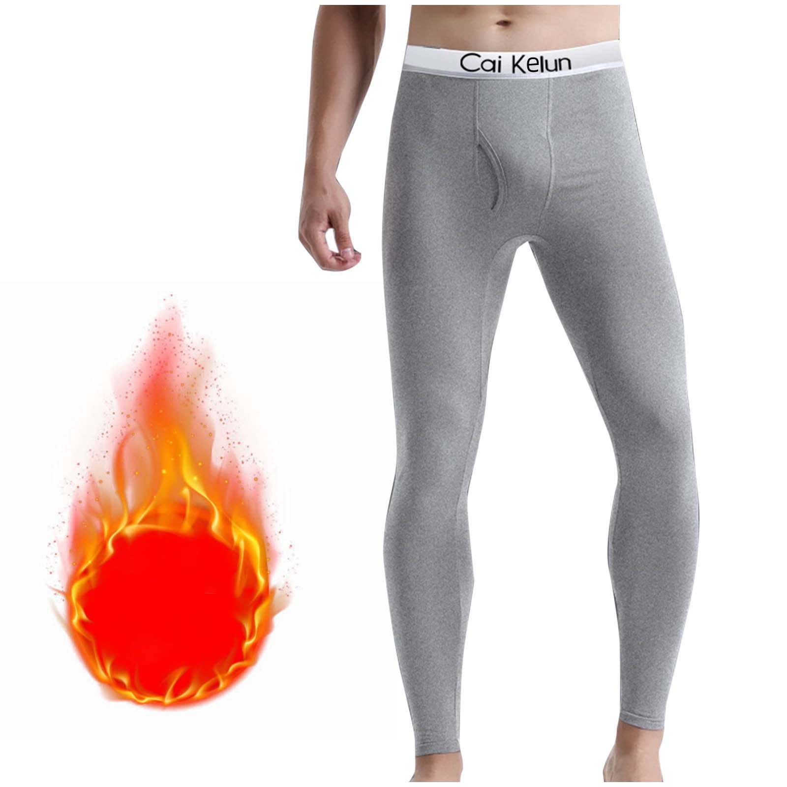 Ceisia Men's Solid Fleece-Lined Thermal Pants Slim Fit Base Layer ...