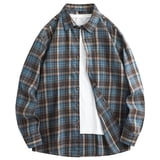 Ceisia Men's Spring Gift Vintage Plaid/Check Button-Up Turndown Collar ...