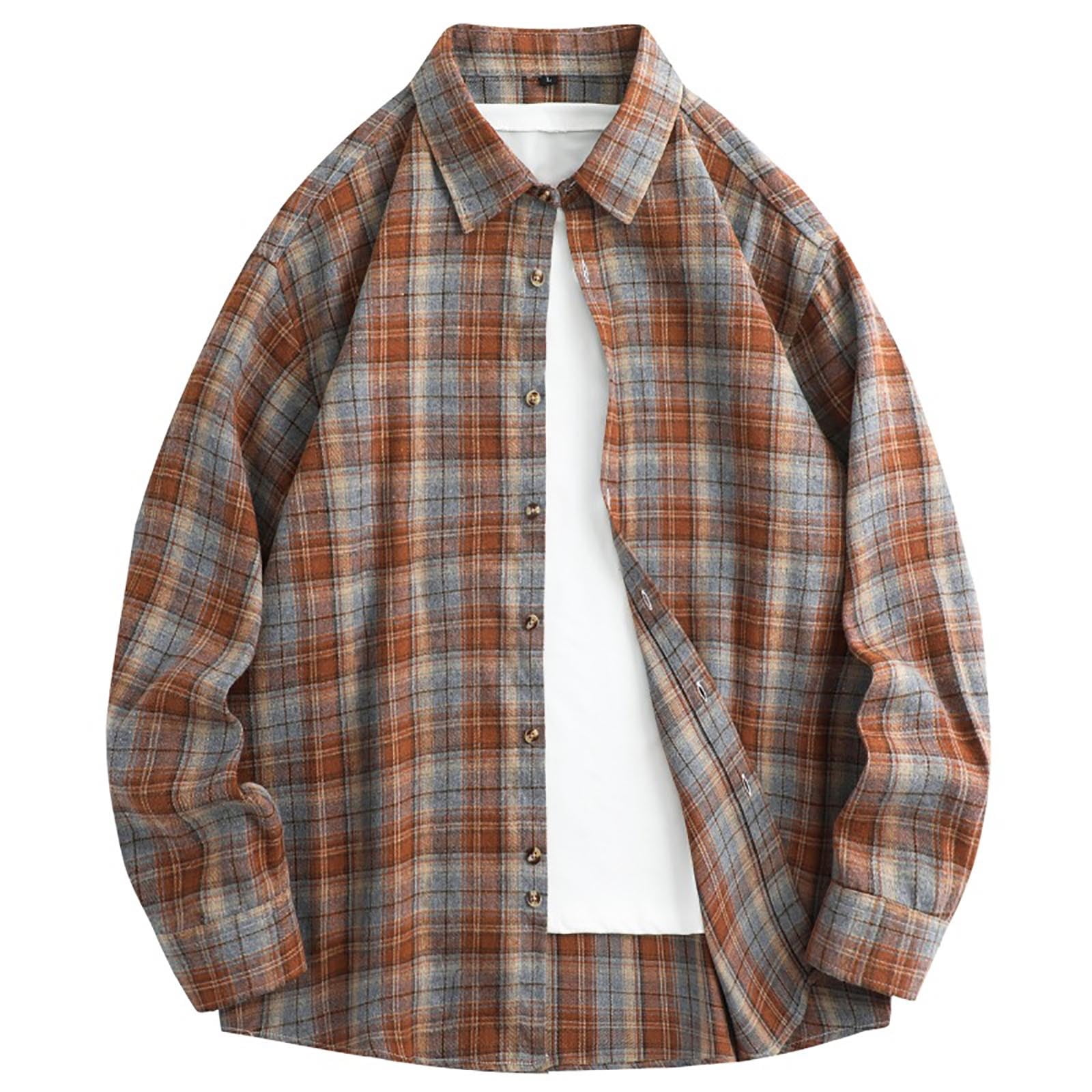 Ceisia Men's Spring Gift Vintage Plaid/Check Button-Up Turndown Collar ...