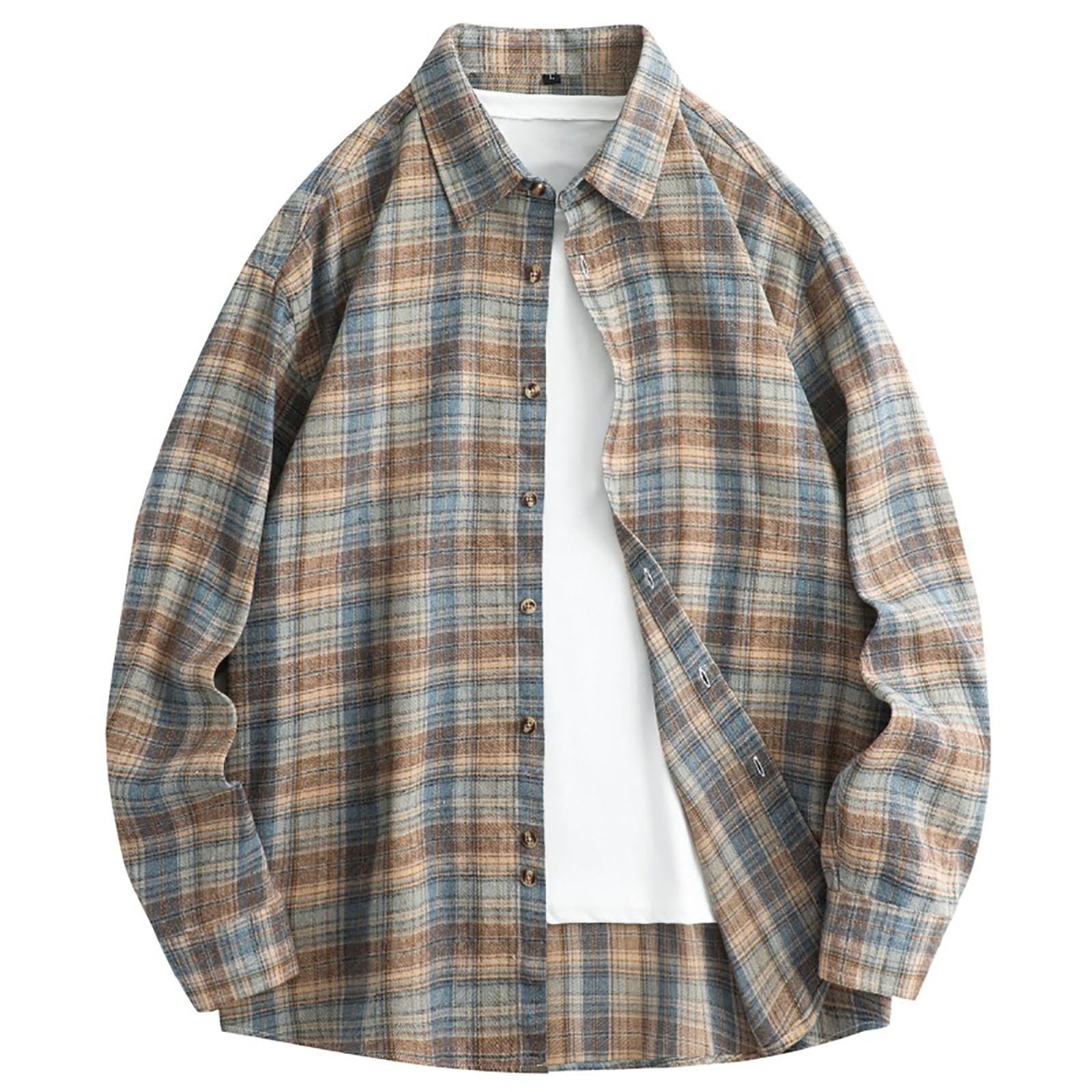 Ceisia Men's Spring Gift Vintage Plaid/Check Button-Up Turndown Collar ...