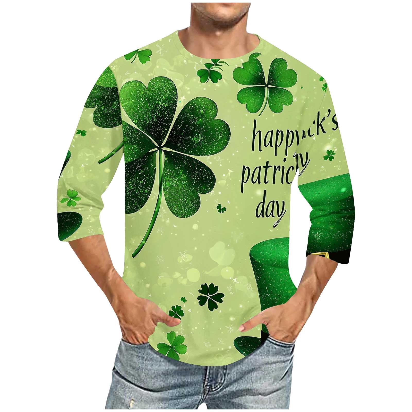 Ceisia Men's St. Patrick's Day 3/4 Sleeve T-Shirts, Relaxed Fit Crew ...