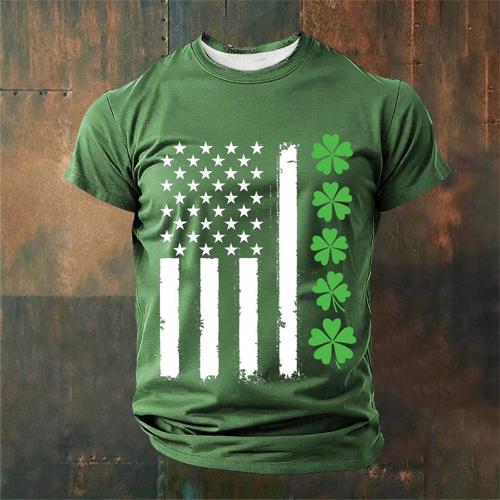 Ceisia Men's St. Patrick's Day American Flag Shamrock T-Shirt | Short ...