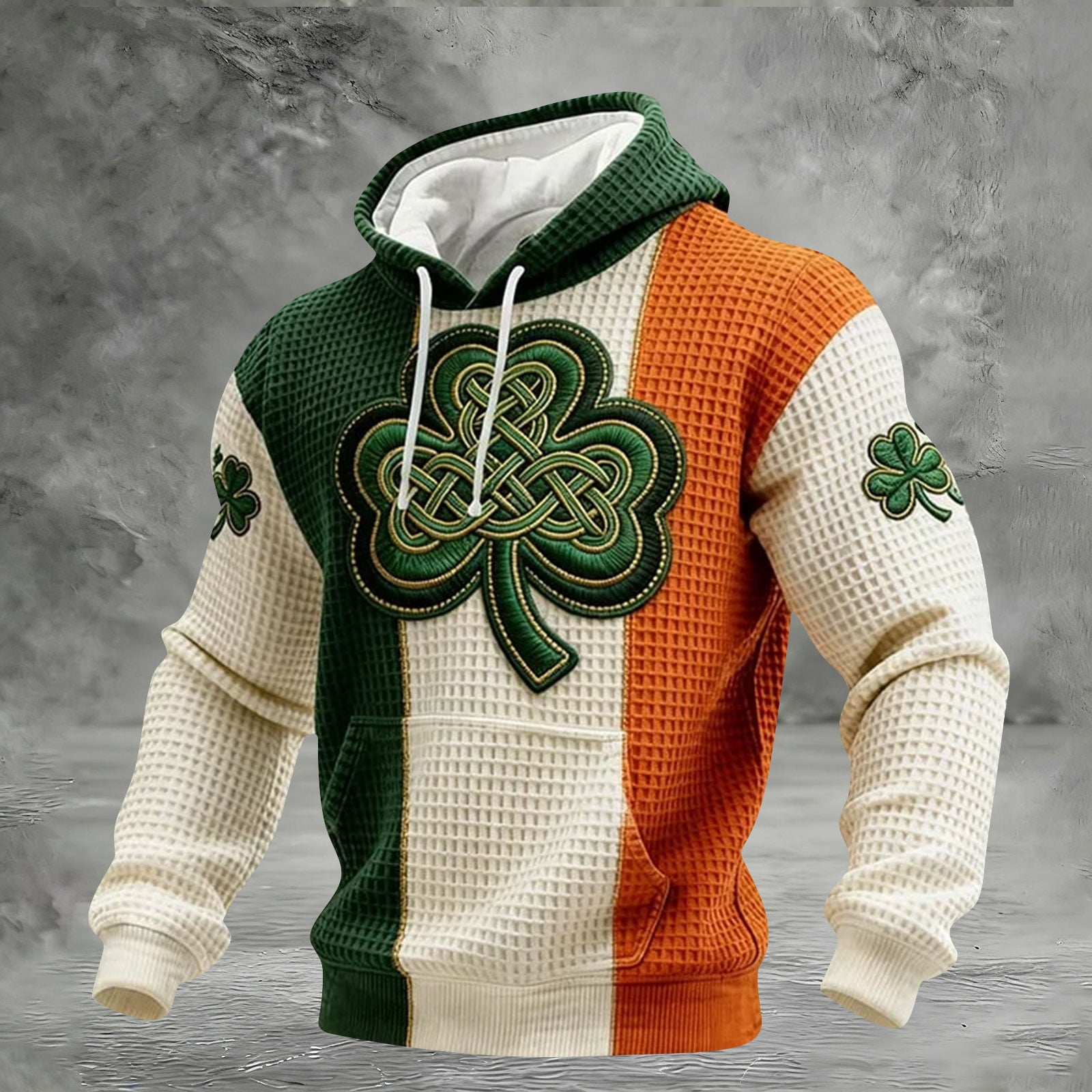 Ceisia Men's St. Patrick's Day EKG Four-Leaf Clover Hoodie | Waffle ...