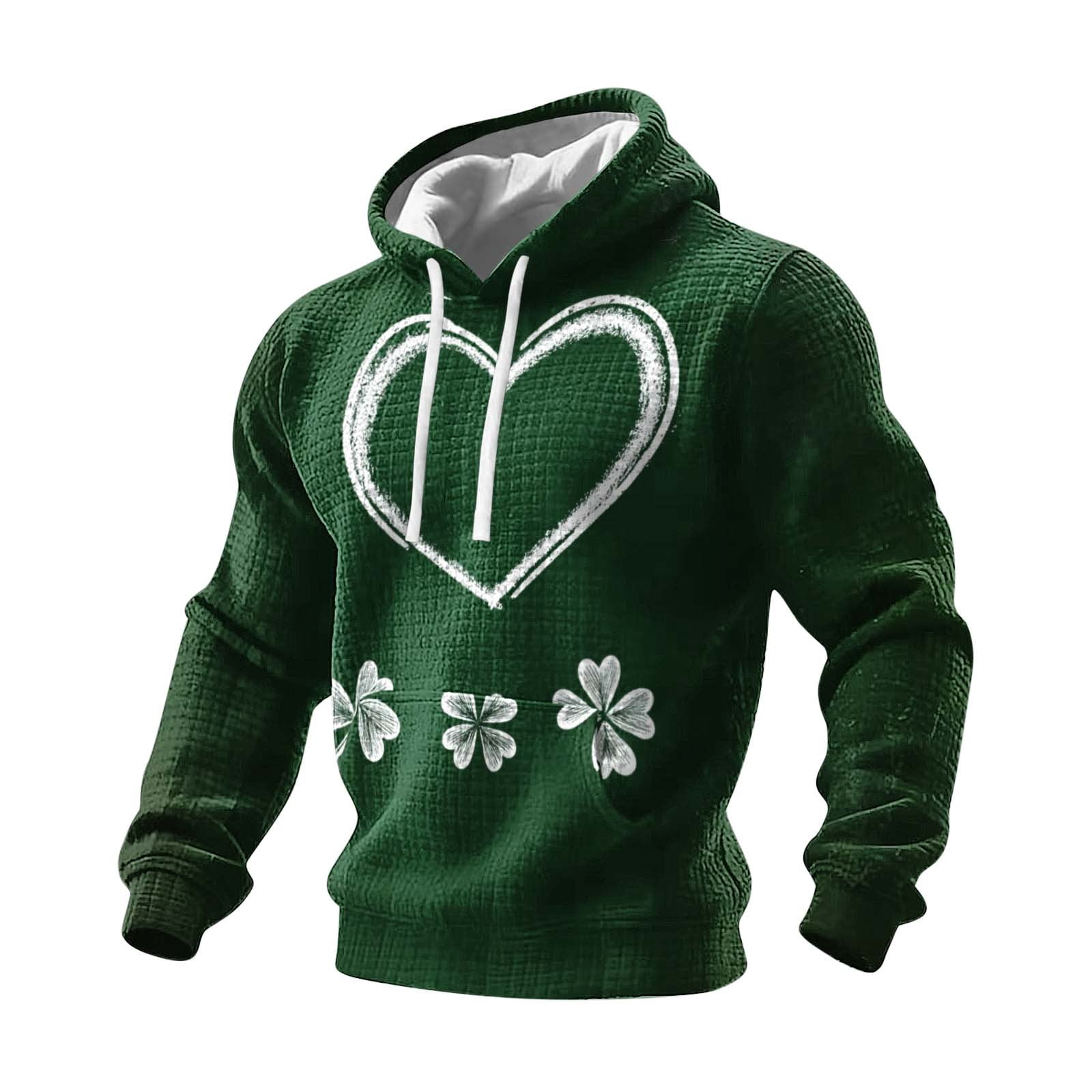 Ceisia Men's St. Patrick's Day Heart & Clover Themed Hoodie Collection ...