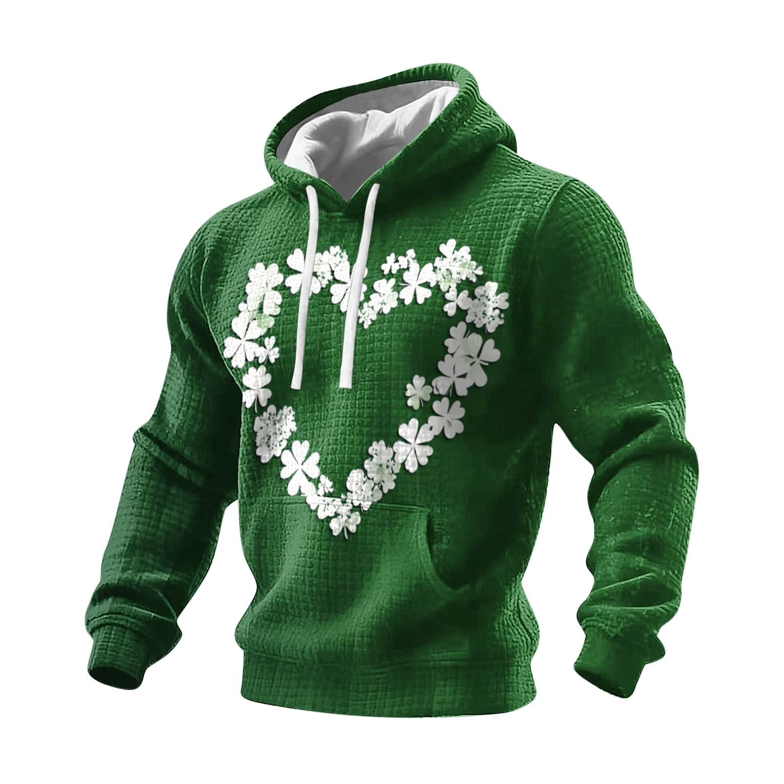 Ceisia Men's St. Patrick's Day Heart & Clover Themed Hoodie Collection ...