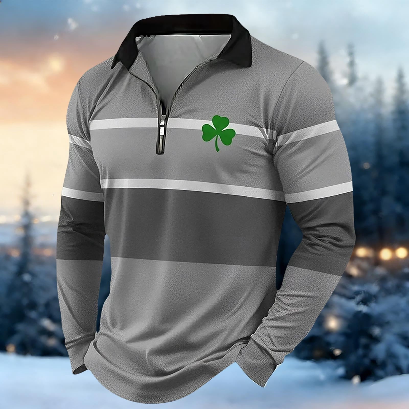 Ceisia Men's St. Patrick's Day Irish Polo Shirt | Slim Half-Zip Long ...