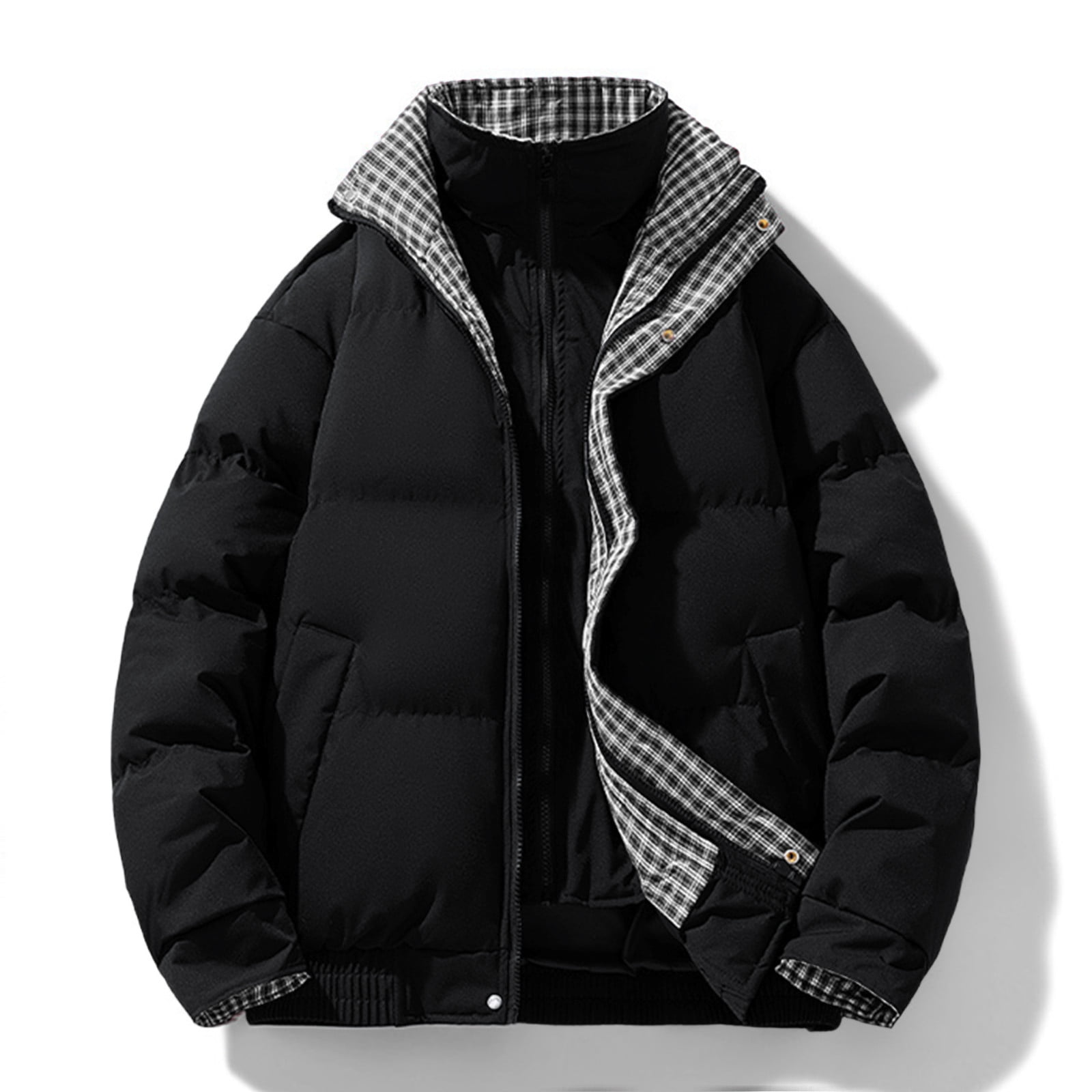 Ceisia Men's Stand Collar Warm Sports Zipper Jacket Windproof Quilted ...