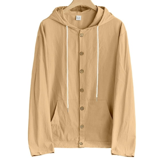 Ceisia Men's Summer Gift Casual Solid Color Button-Up Round Neck Long ...