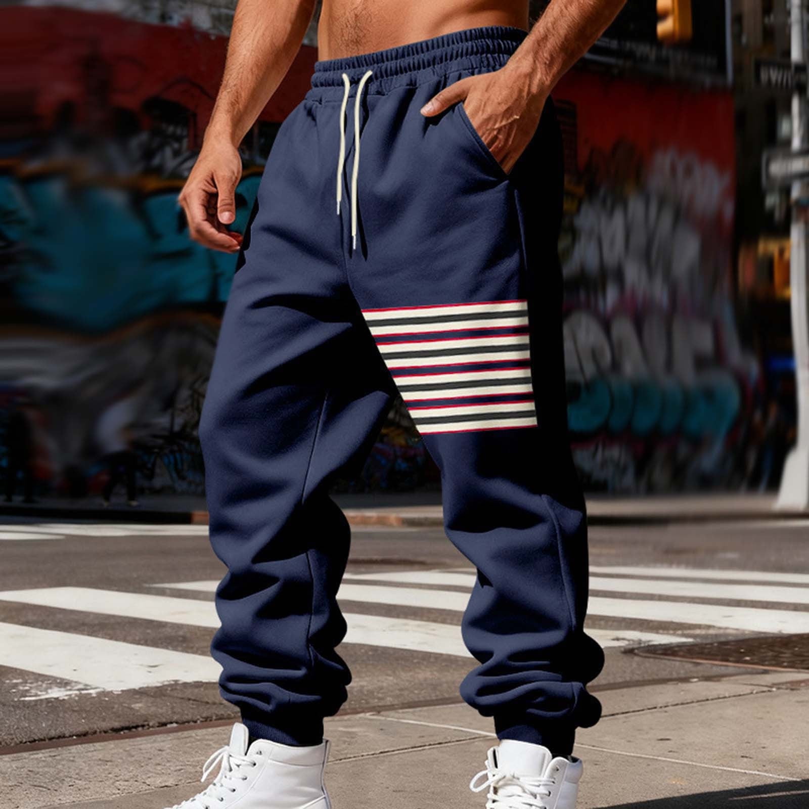 Ceisia Men's Trendy Solid Color Gift Elastic Drawstring Waist Casual ...