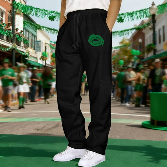 Ceisia Men's Trendy St. Patrick's Gift Day Print Elastic Waist Lacing ...