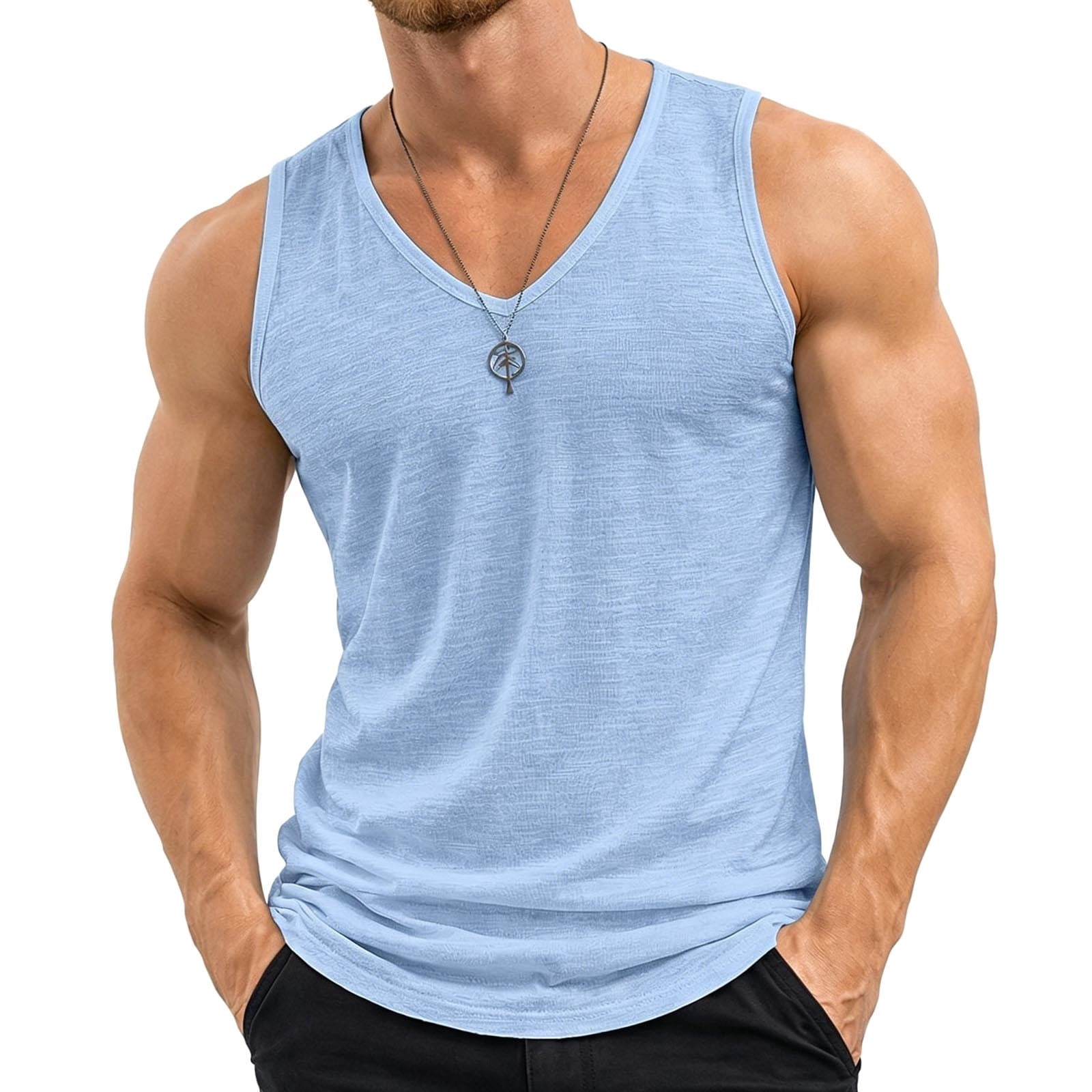 Ceisia Men's V Neck Sleeveless Tank Top Casual Lightweight Breathable ...