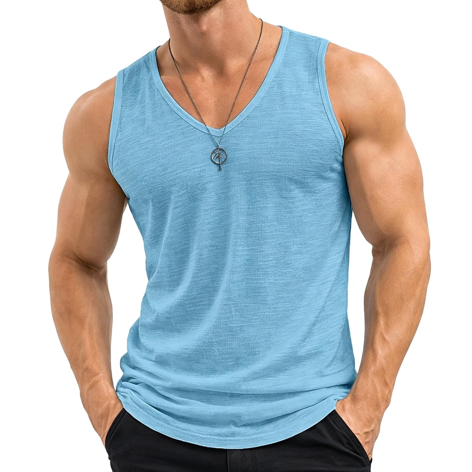 Ceisia Men's V Neck Sleeveless Tank Top Casual Lightweight Breathable ...