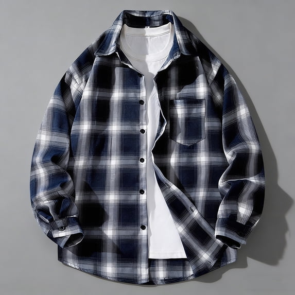 Ceisia Men's Vintage Plaid Flannel Shirt Jacket | Loose Drop-Shoulder ...