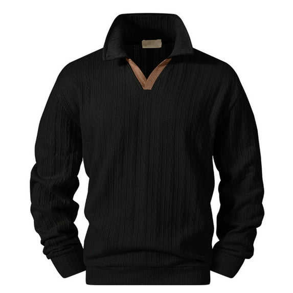 Ceisia Men's Winter Casual Solid Color V-Neck Long Sleeve Hoodie ...