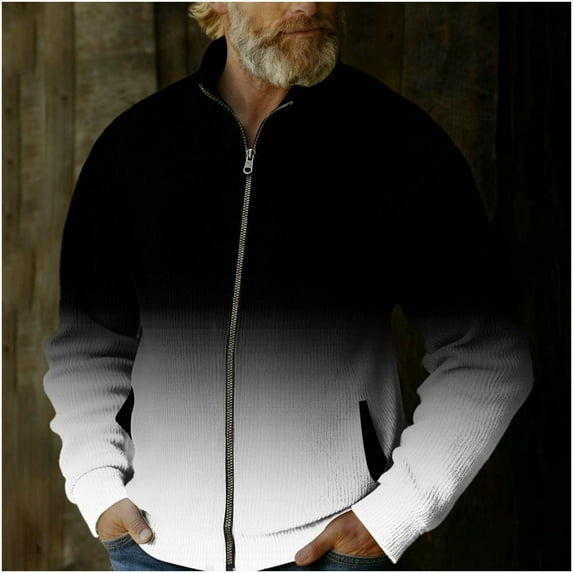 Ceisia Men's Winter Warm Hooded Zipper Closure Solid Color Jacket ...