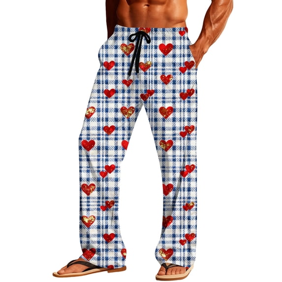 Ceisia Mens Pajamas Pants Valentine's Day Couple Unisex Hearts Print ...